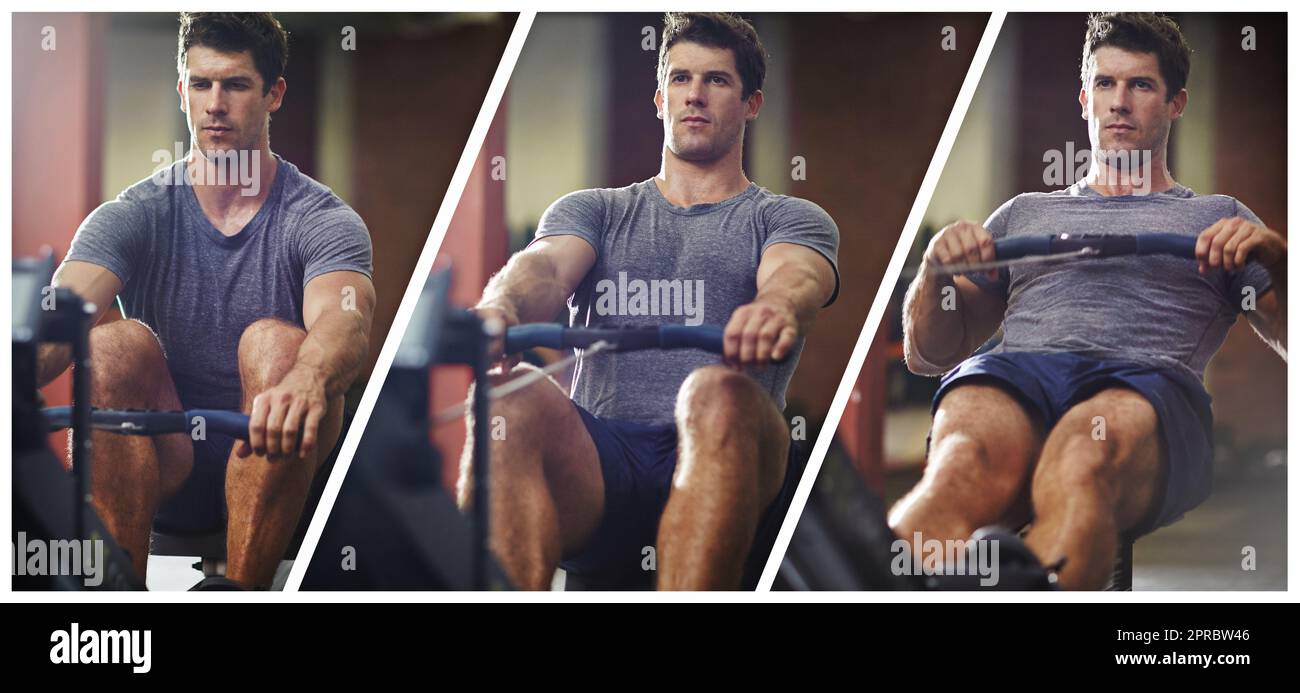 Make every workout count. Composite series of a young man working out ...