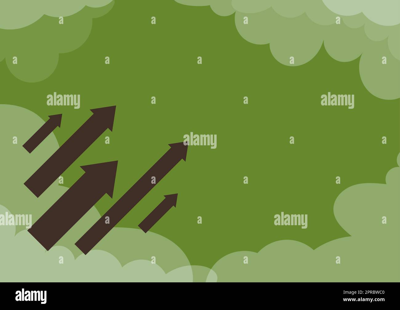 Arrows moving quickly towards sky surrounded with clouds representing ...