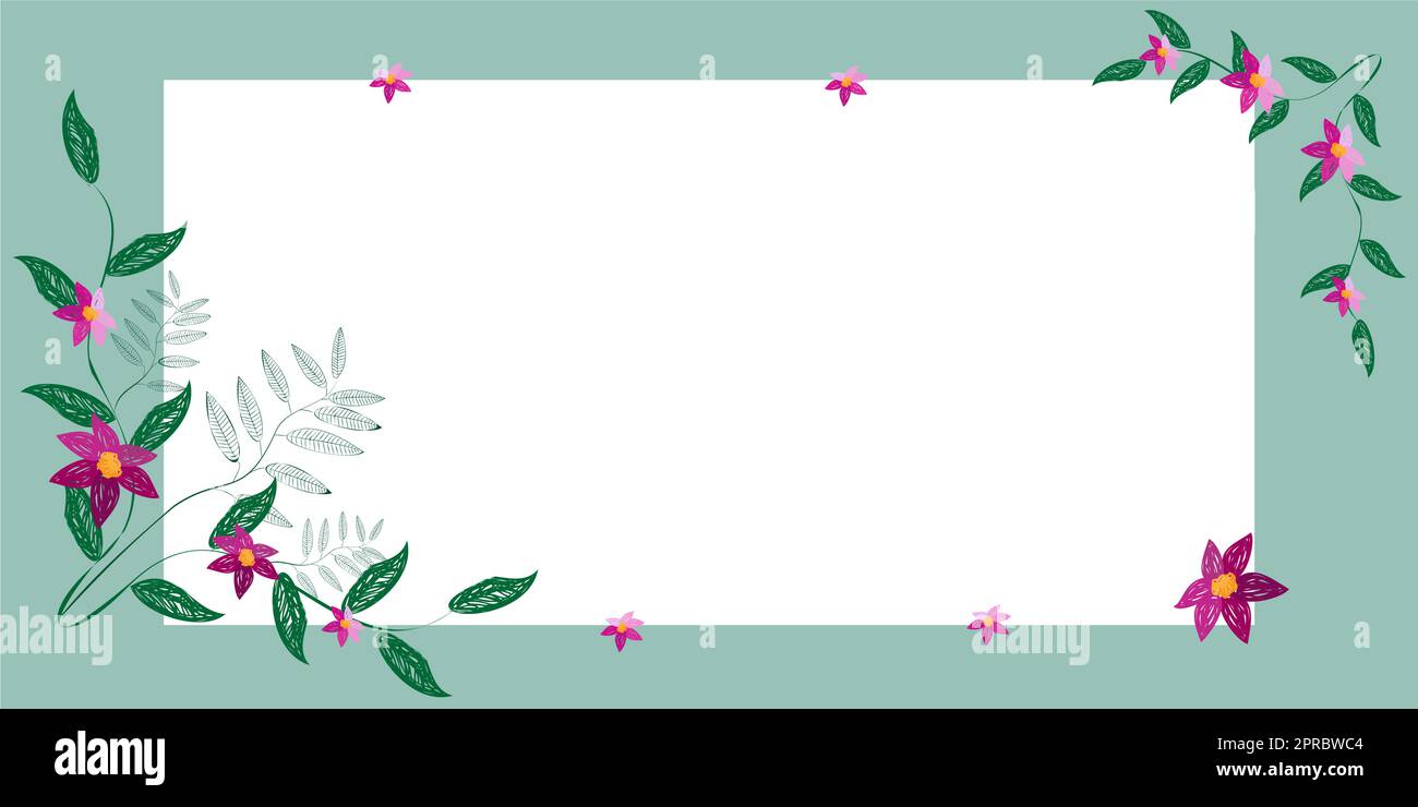 Blank Frame Decorated With Abstract Modernized Forms Flowers And ...