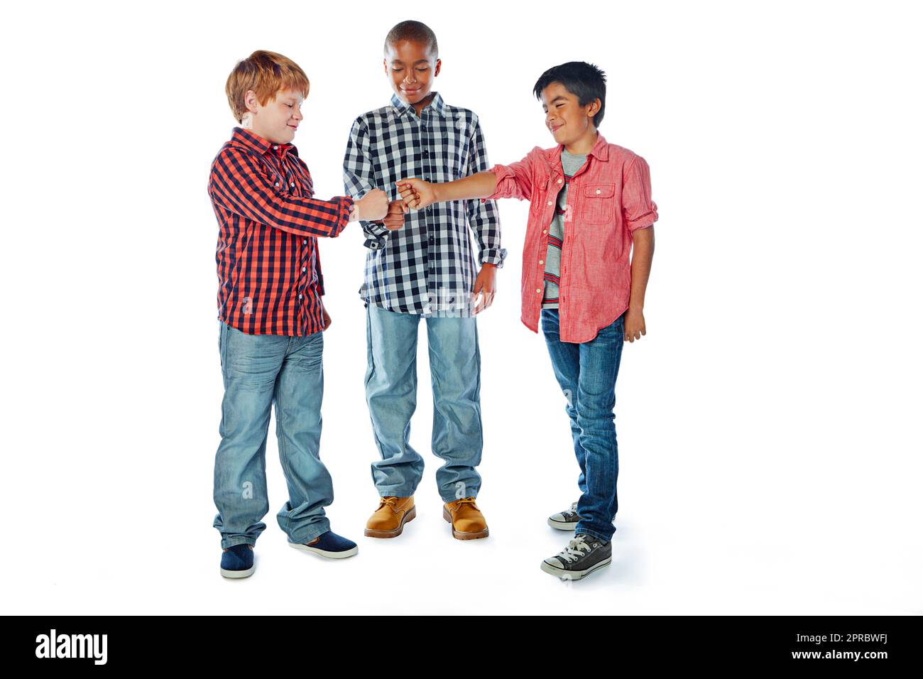 I got you, bro. Studio shot of friends giving each other a fist bump ...