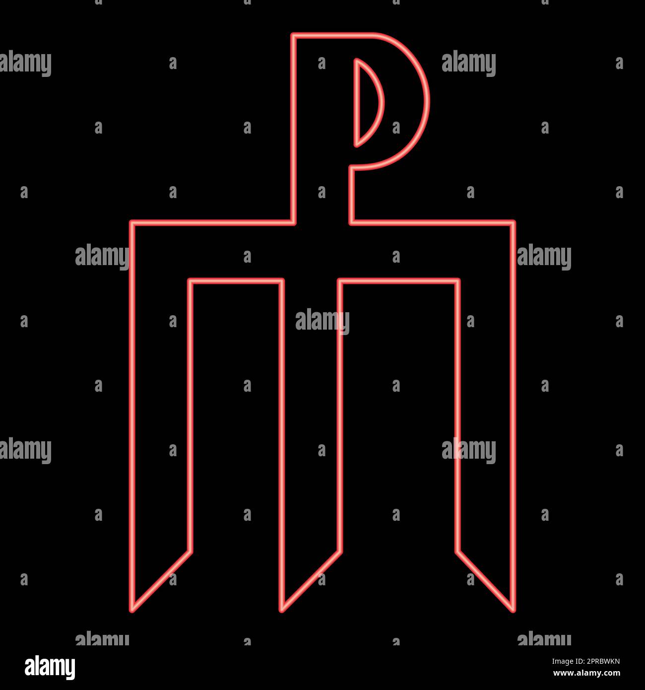 Neon cross monogram Trident symbol Secret concept sign Religious cross ...