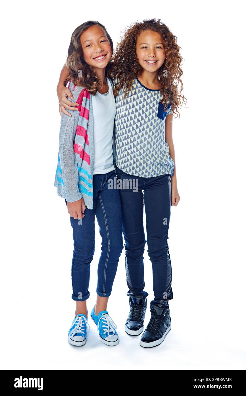 The best moments are with my best friend. Studio portrait of two best ...