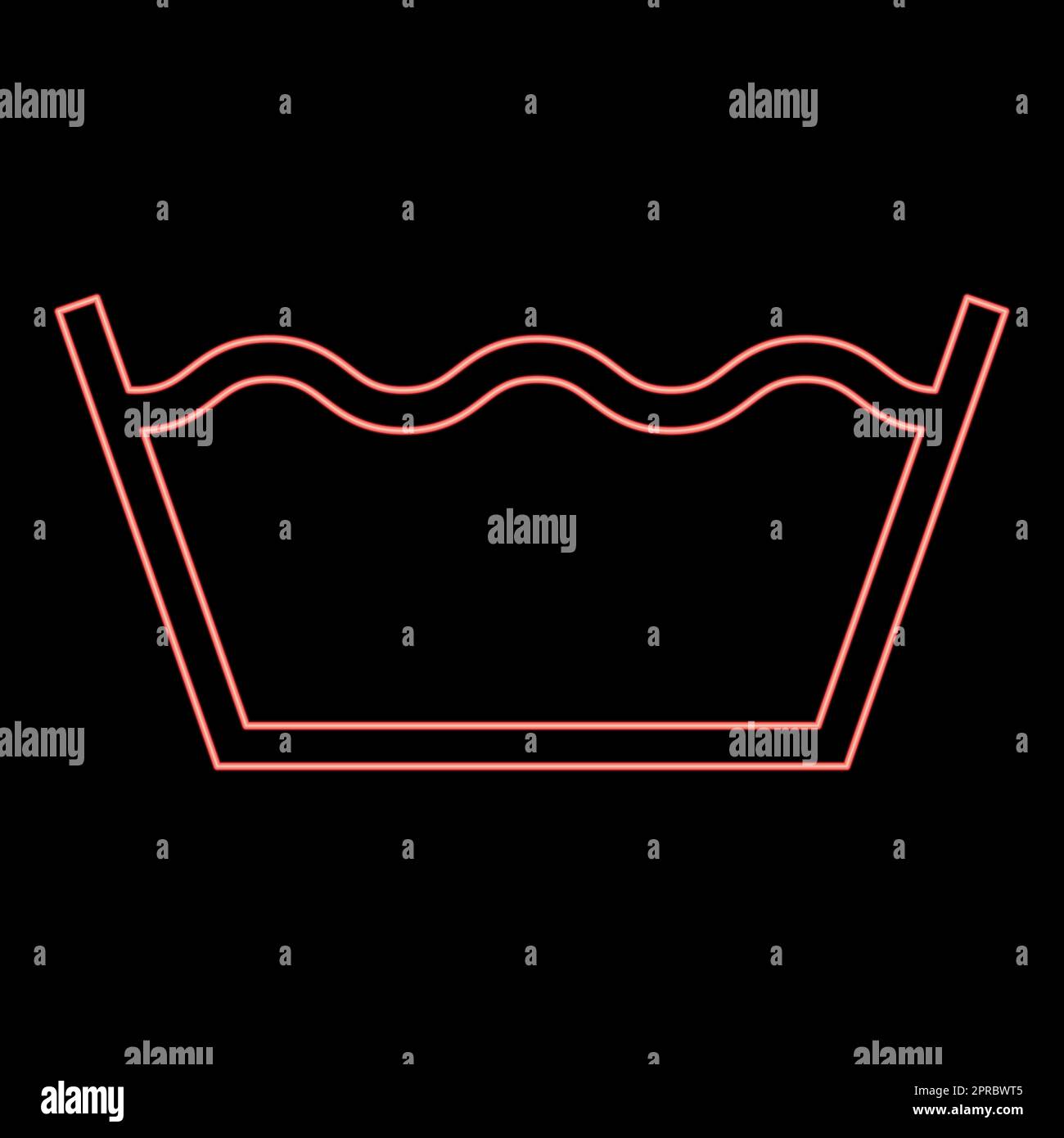 Neon wash sign Clothes care symbols Washing concept Laundry sign red ...