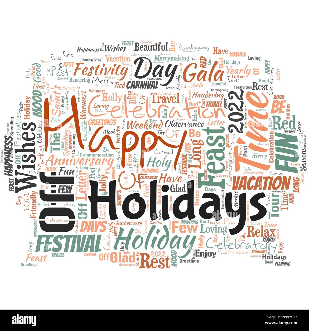 Big word cloud in the shape of dialog box with words Happy Holidays ...