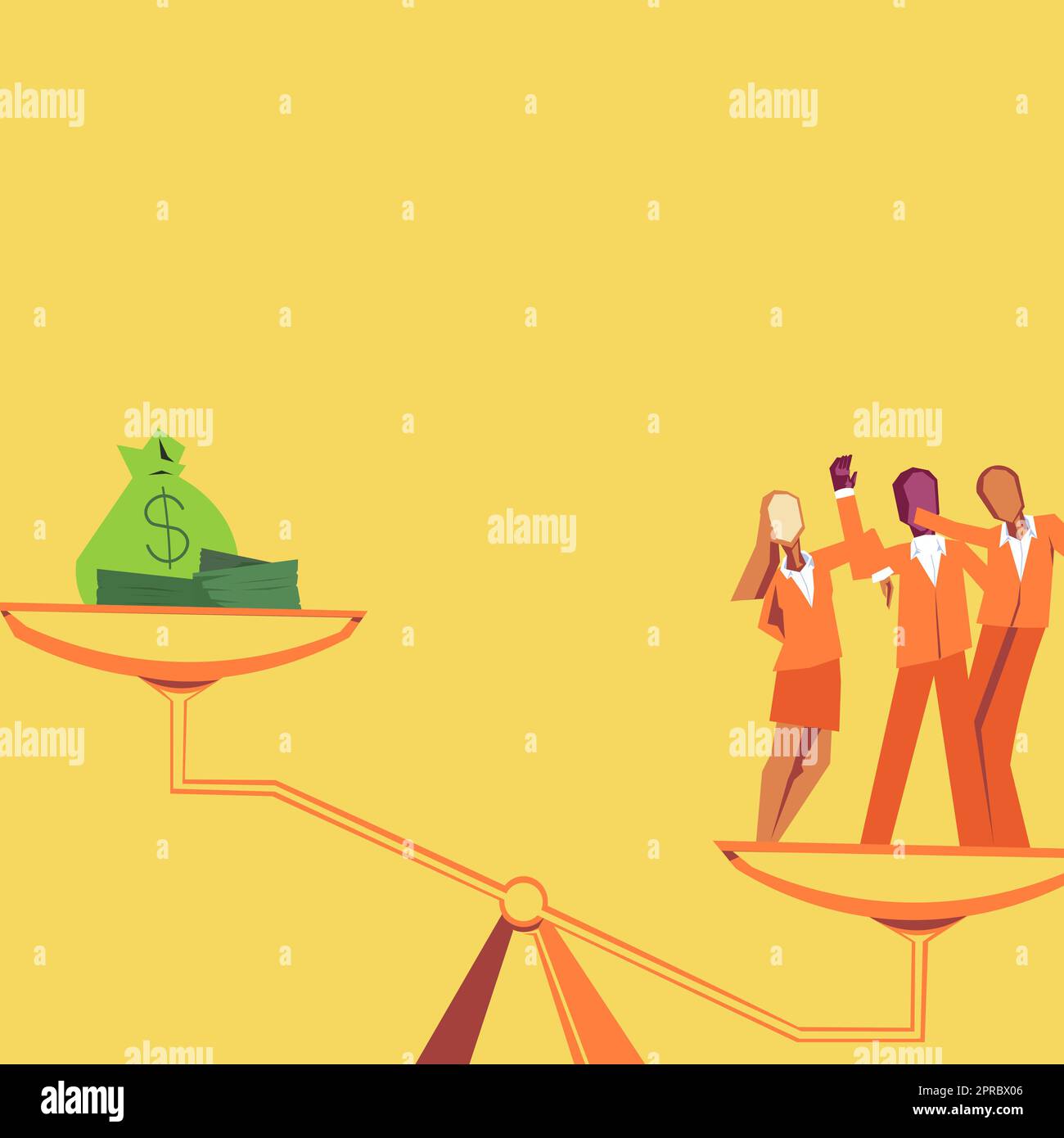 Weight scale presenting workers value over money. Colleagues achieving ...