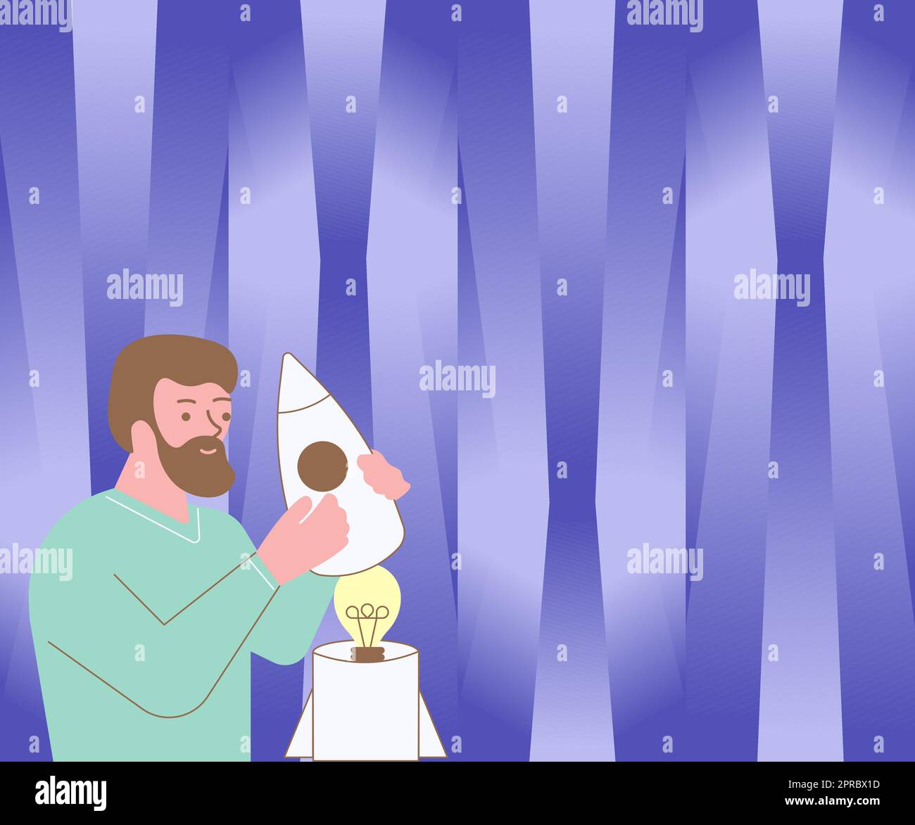 Illsutration Of Man Holding A Small Rocketship Discovered New Amazing ...