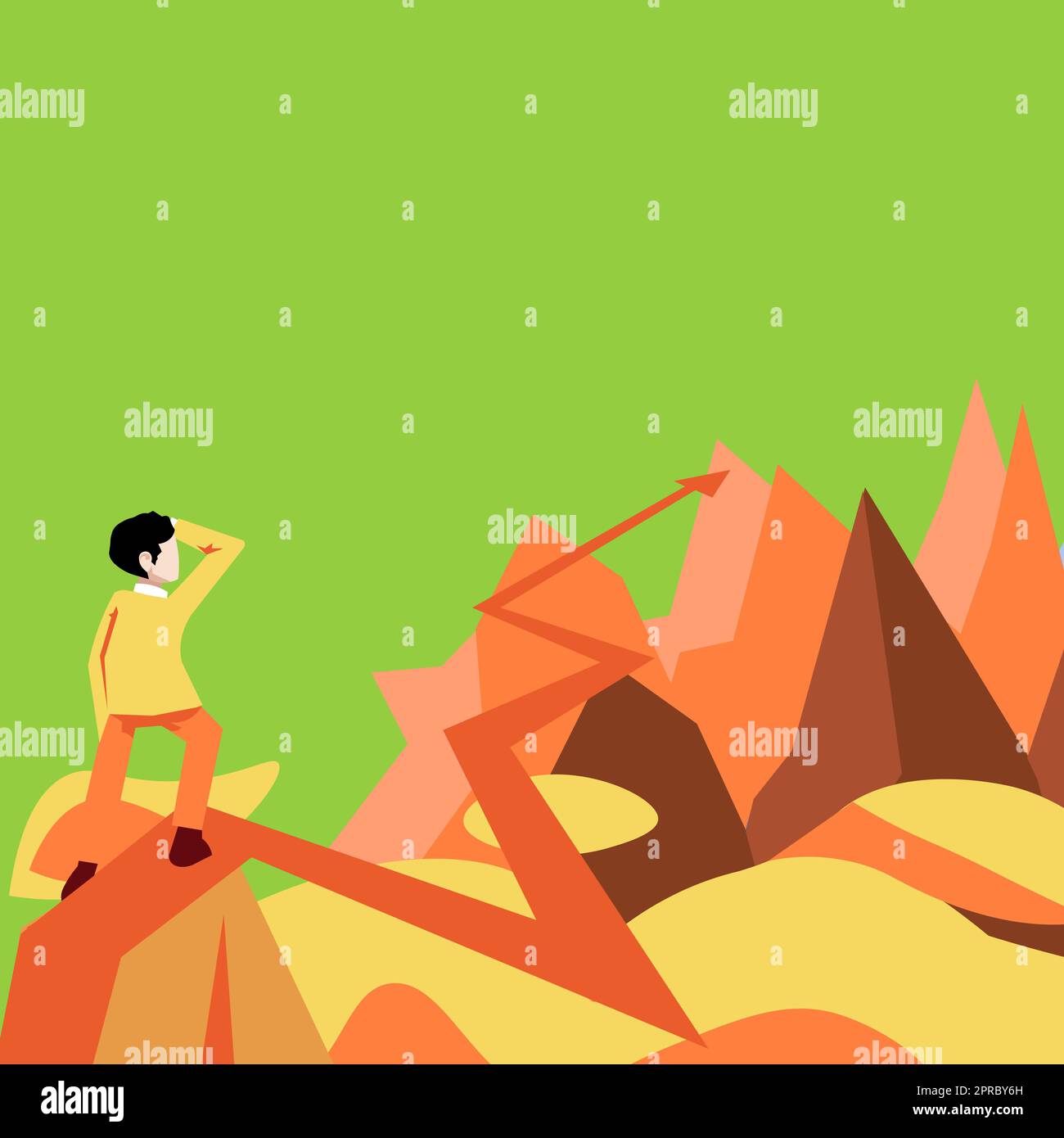 Businessman watching horizon arrow pointing distance symbolizing future ...