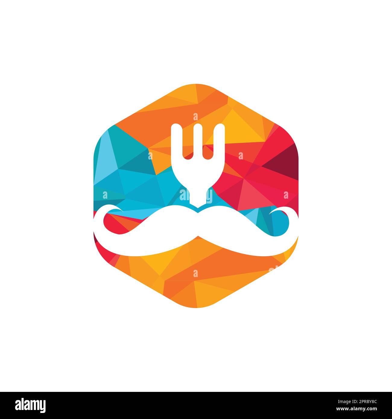 Food guru logo template design. illustration mustache with fork icon ...