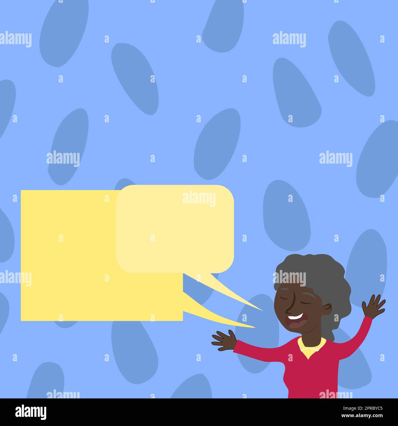 Woman Holding Two Speech Bubbles With Important Messages. Female ...