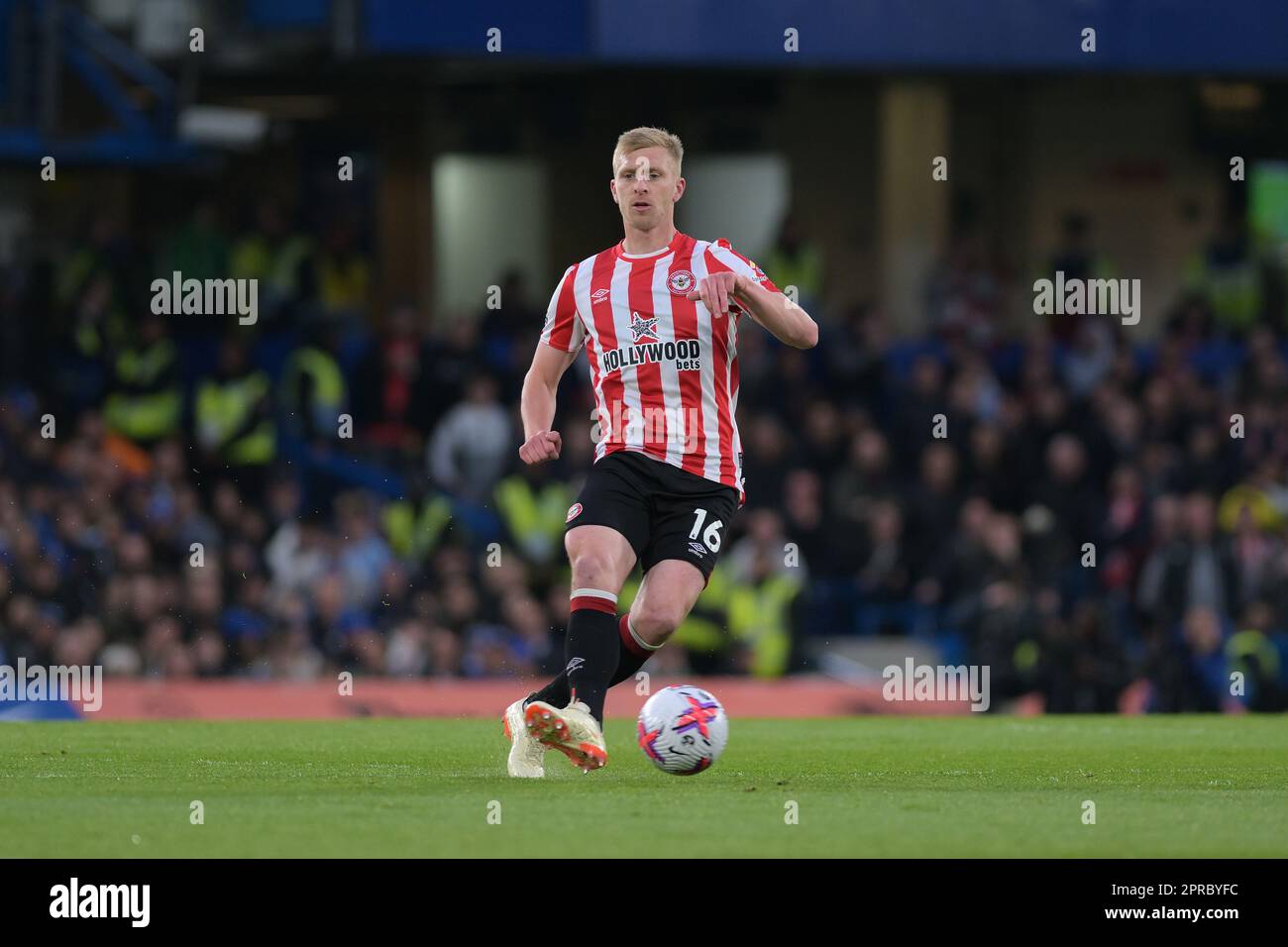 London, UK. 26th Apr, 2023. Ben Mee of Brentford FC during the Chelsea ...