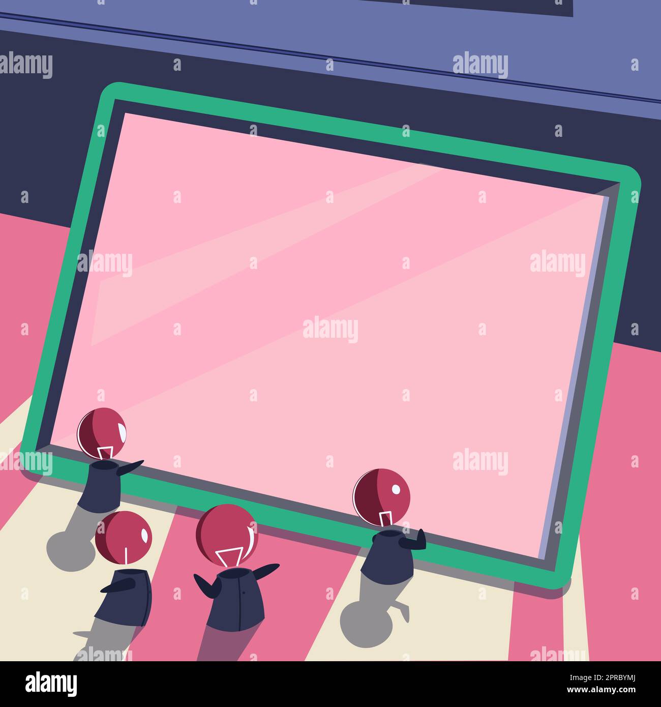 Little Robots Drawing Pressing On Tablet With Important Messages. Small ...