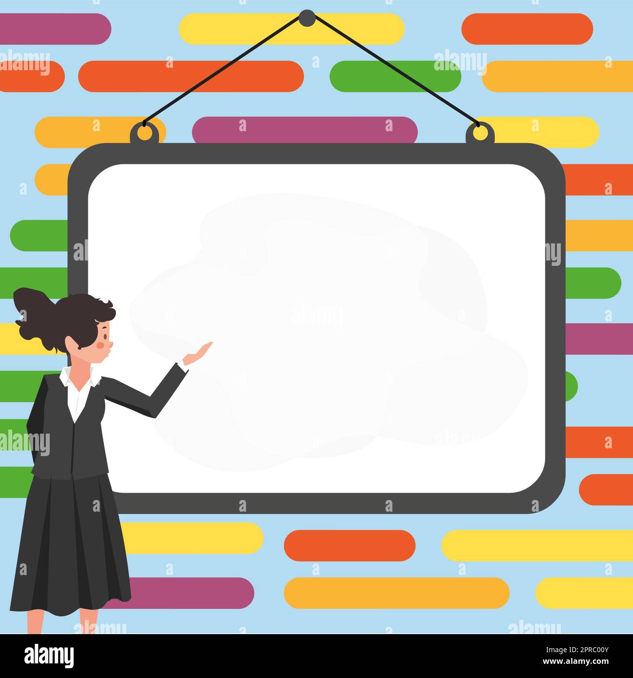 Instructor Drawing Pointing Stick On Empty Whiteboard While Holding Cup ...