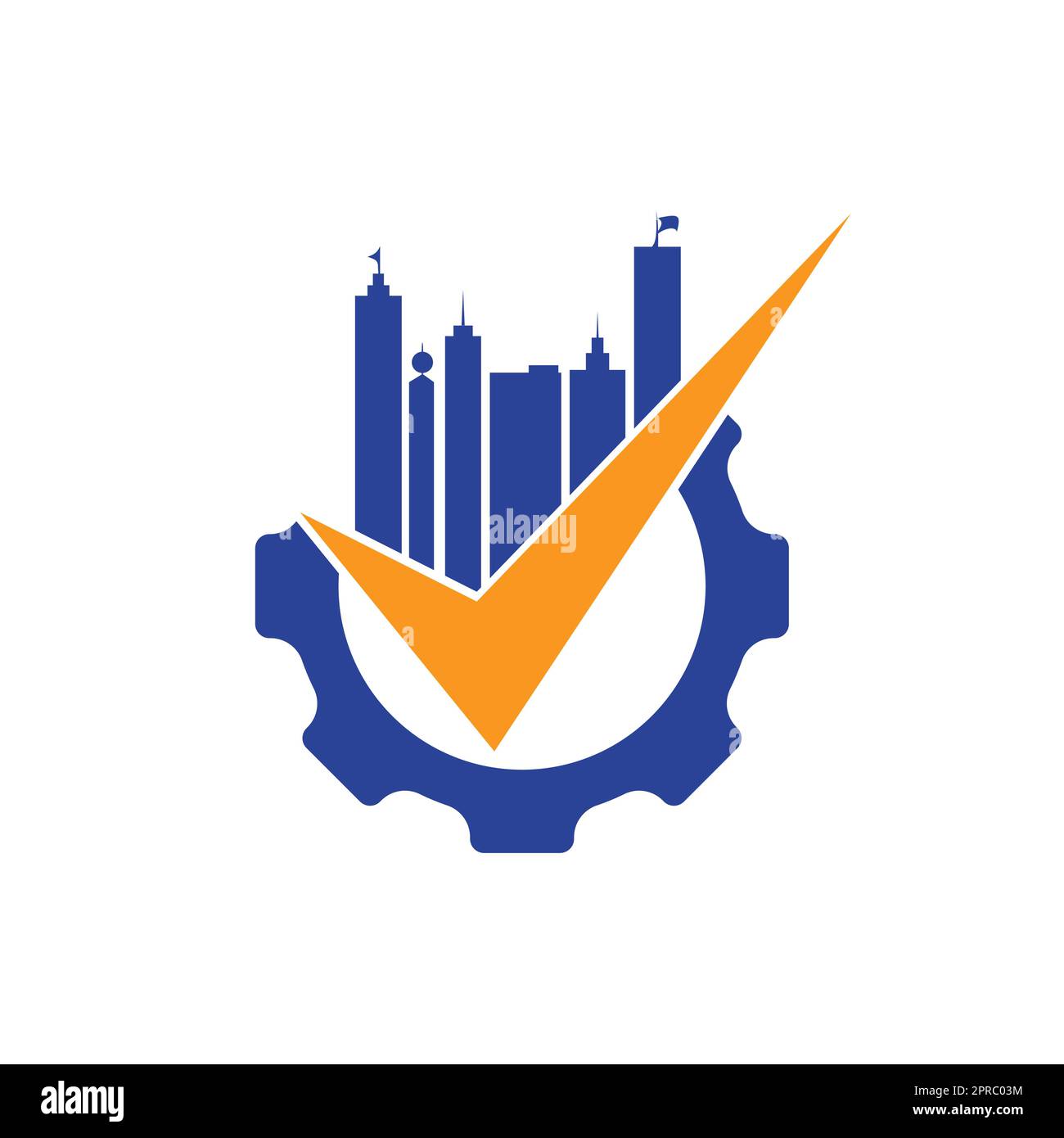 Building maintenance logo design template. Gear with skyscraper and ...