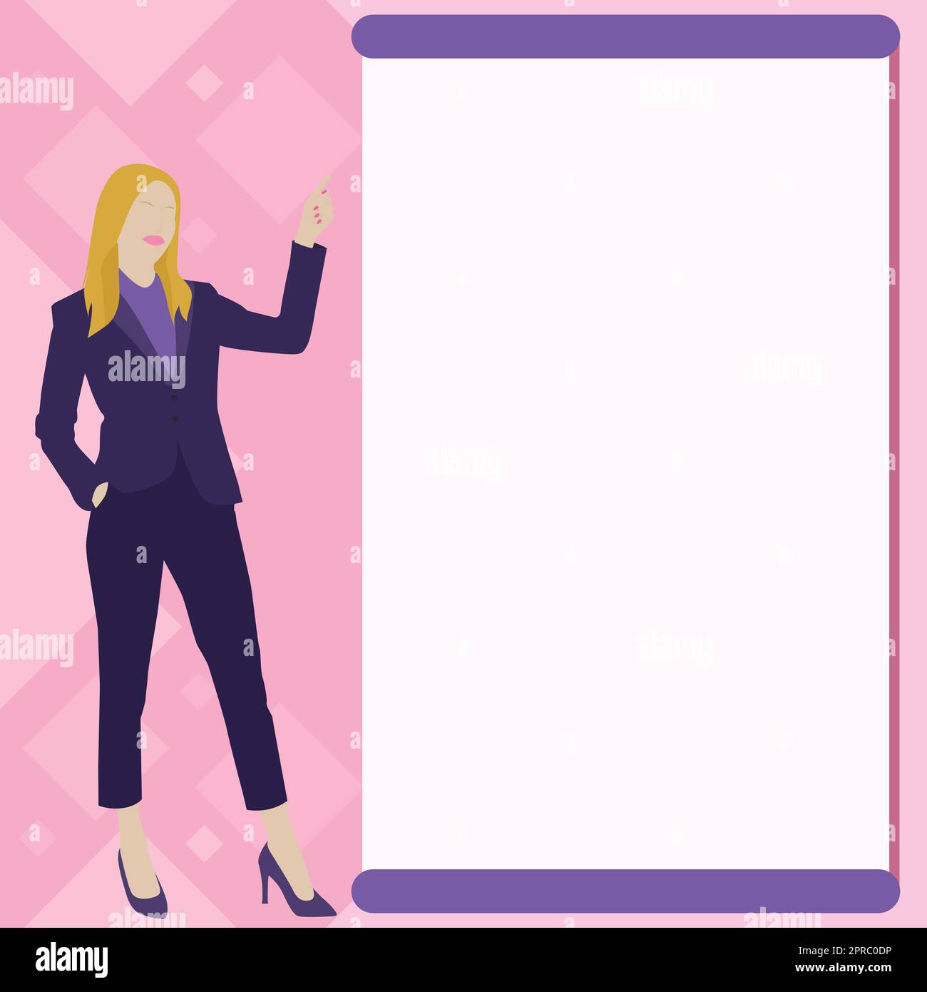 Businesslady Pointing Finger Empty Drawboard Representing Planning ...