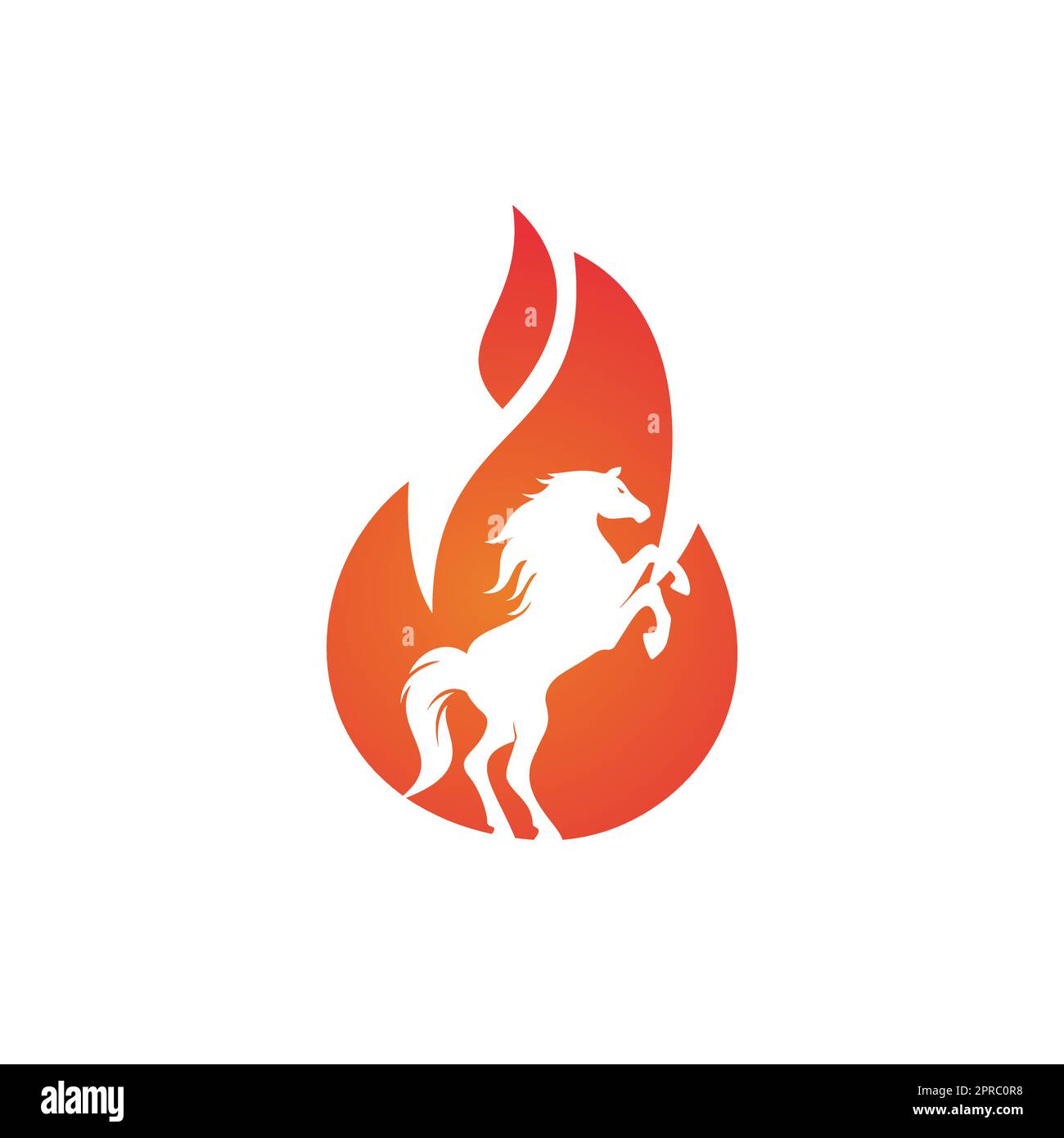 Burning horse in fire flame logo vector design template. Speed, freedom ...