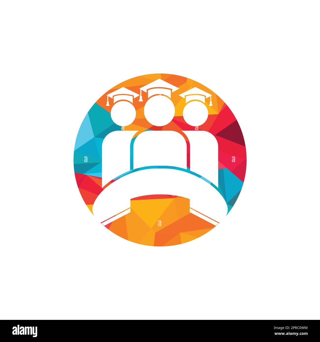 Student Call vector logo design template. Students and handset icon ...