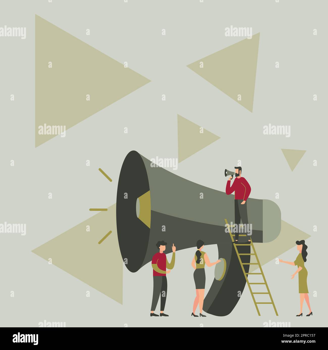 Group Of People Drawing Holding Their Megaphones Talking And Sharing ...