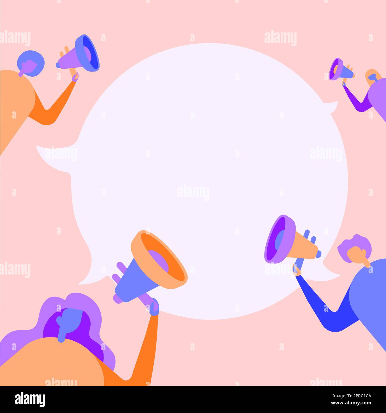 Group Of People Drawing Holding Their Megaphones Talking And Sharing ...