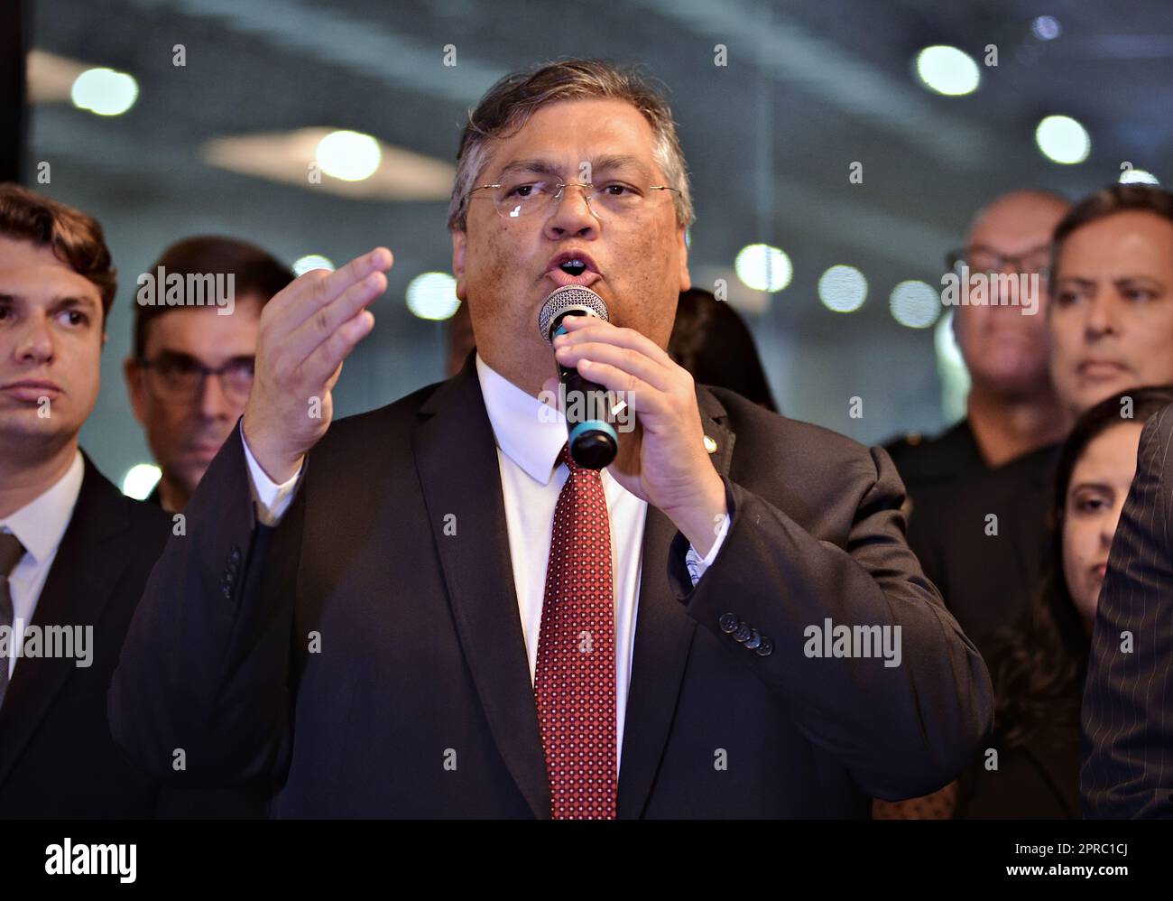 Minister of Justice of Brazil, Flavio Dino, during a press conference ...