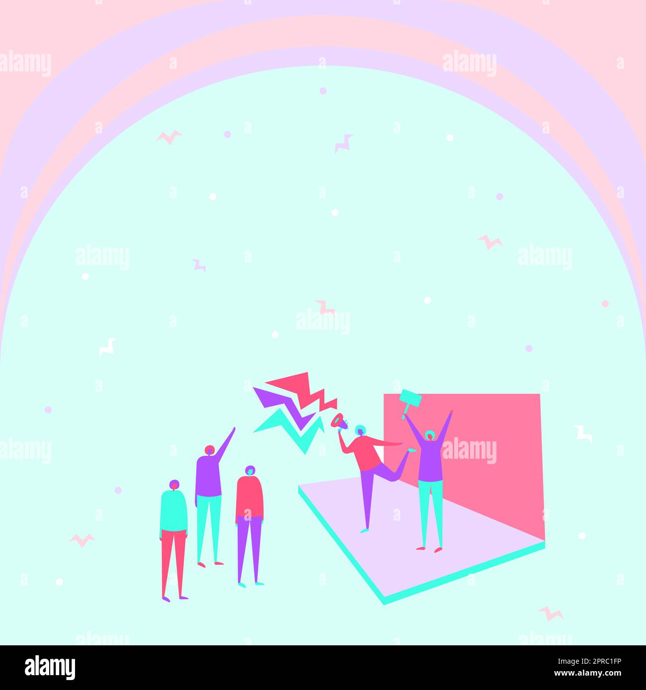 Illustration Of Couple On Stage Making Loud New Announcement To The ...