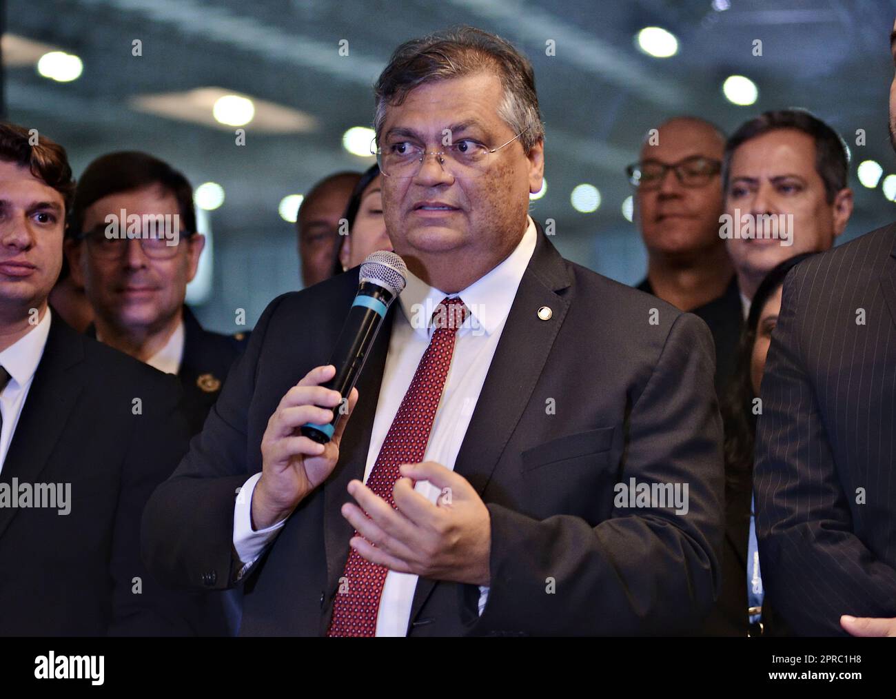 Minister of Justice of Brazil, Flavio Dino, during a press conference ...