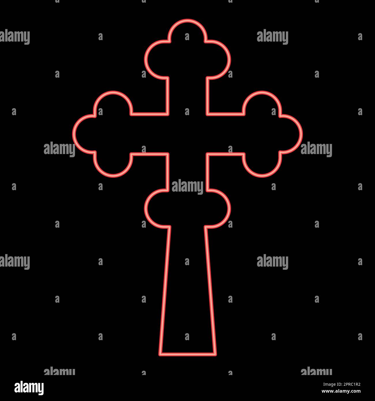 Neon cross trefoil shamrock on church cupola domical with cut Cross ...