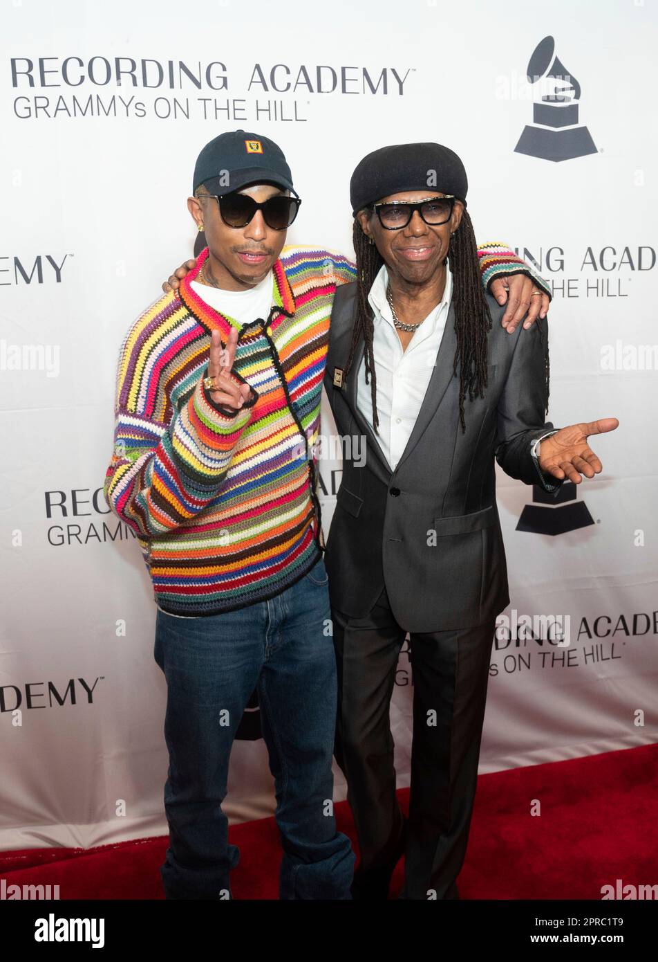 Pharrell Williams and Nile Rodgers arrive at the GRAMMYs on the Hill ...