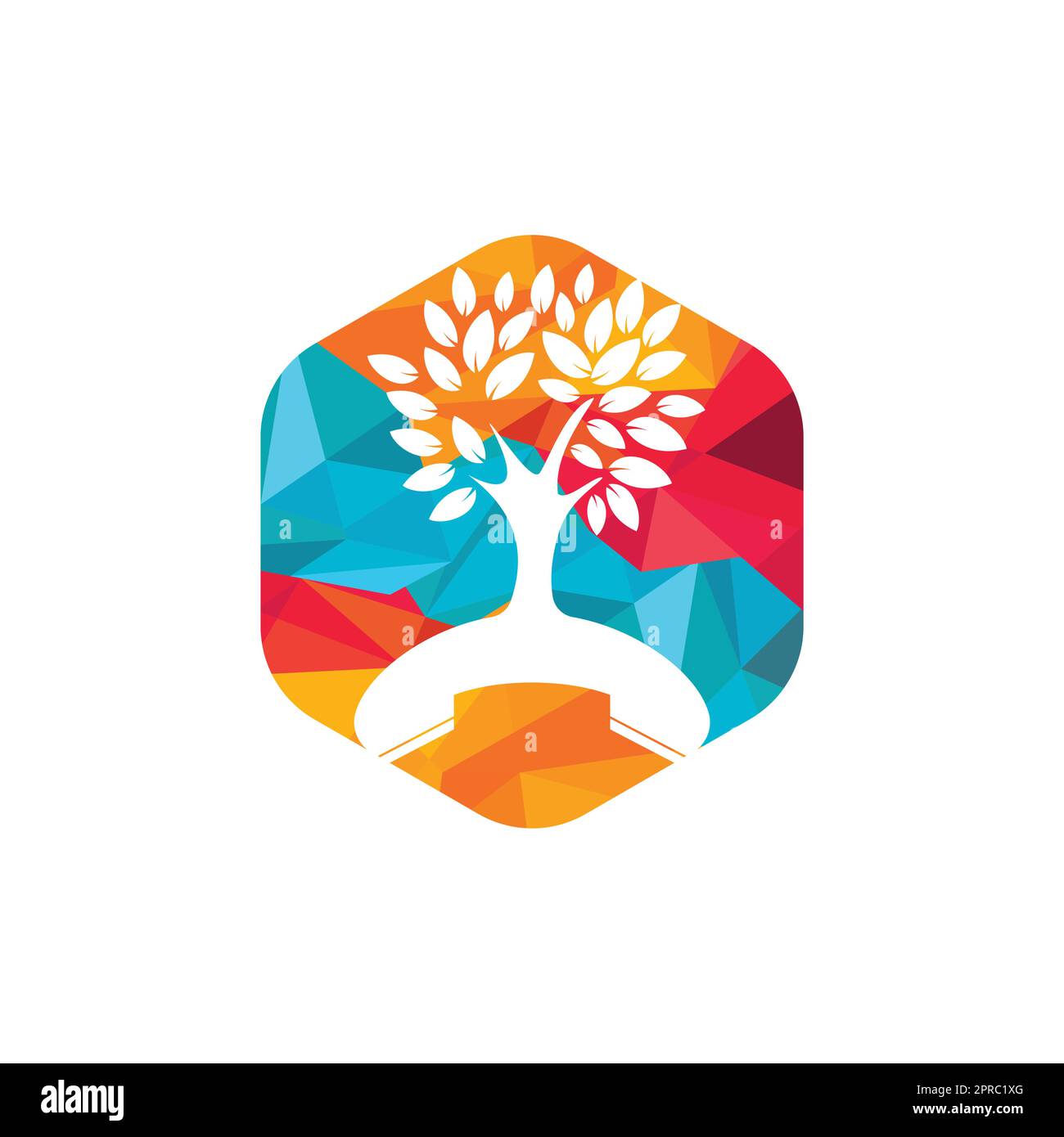 Nature call vector logo design. Handset tree icon design template Stock ...