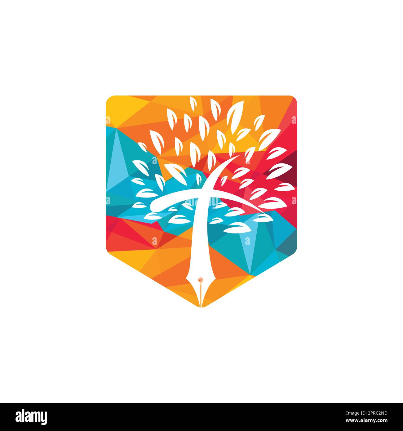 Tree pen and cross vector logo design template. Bible learning and ...