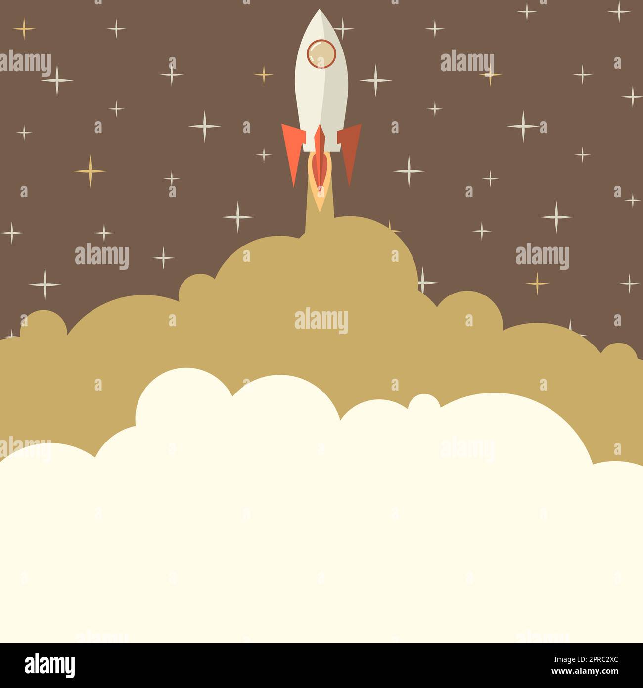 Rocket Ship Launching Fast Straight Up To The Outer Space. Spaceship ...