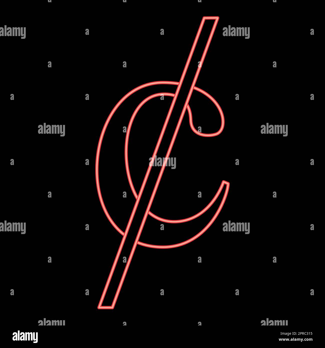 Neon cent symbol sign dollor money red color vector illustration image ...