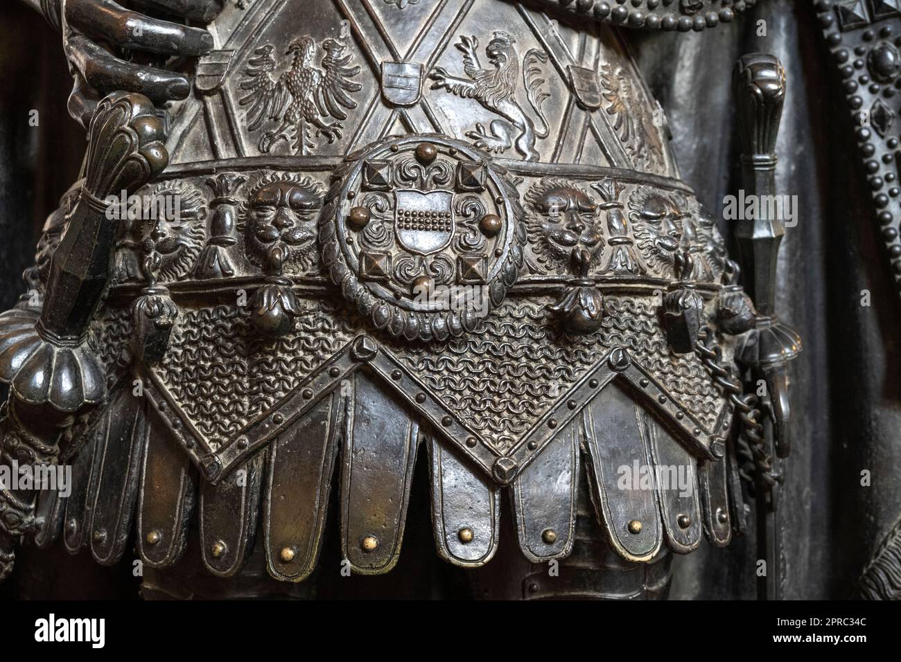 royal tunic or skirt of Albert I, King of the Romans, bronze statue at ...