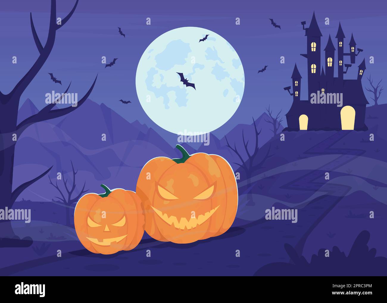 Nighttime castle view Stock Vector Images - Alamy