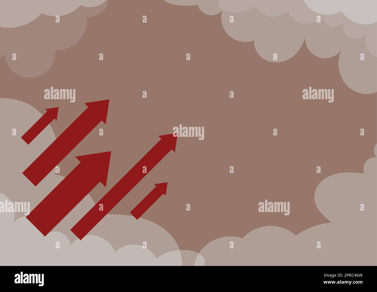 Arrows moving quickly towards sky surrounded with clouds representing ...