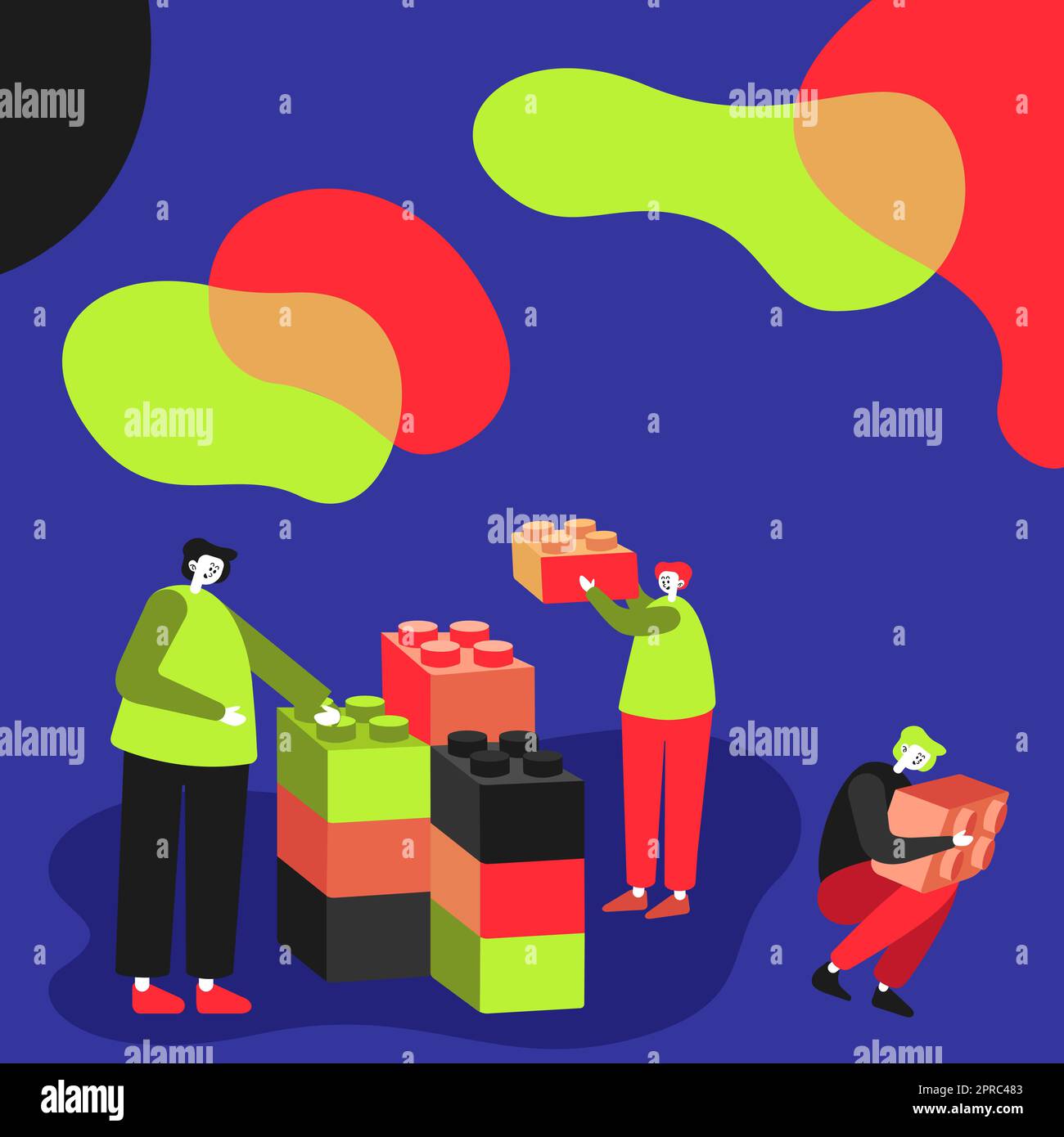 Three Colleagues Having Meeting Displaying Cube Representing Teamwork ...