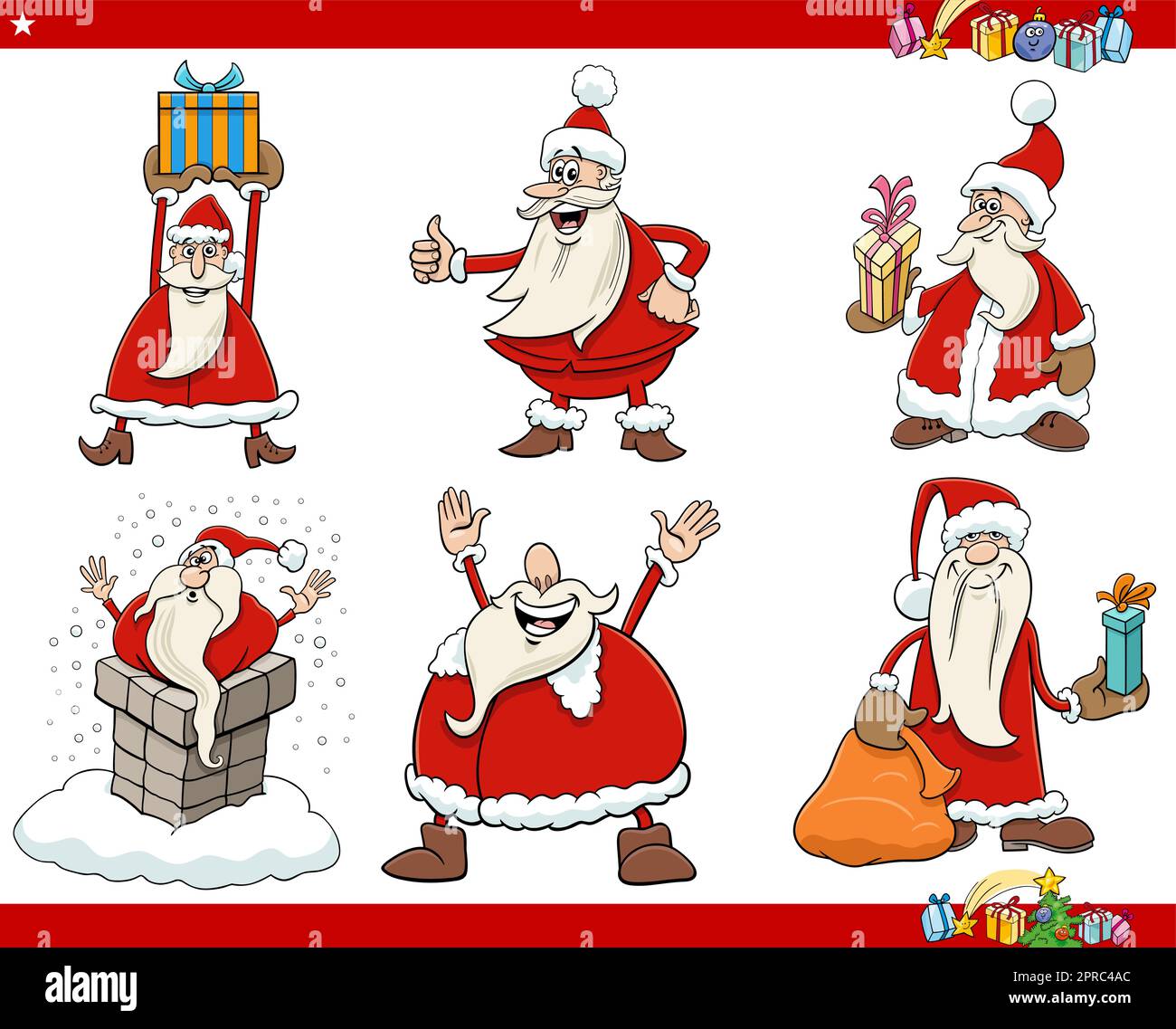 cartoon Santa Claus characters on Christmas time set Stock Vector Image ...