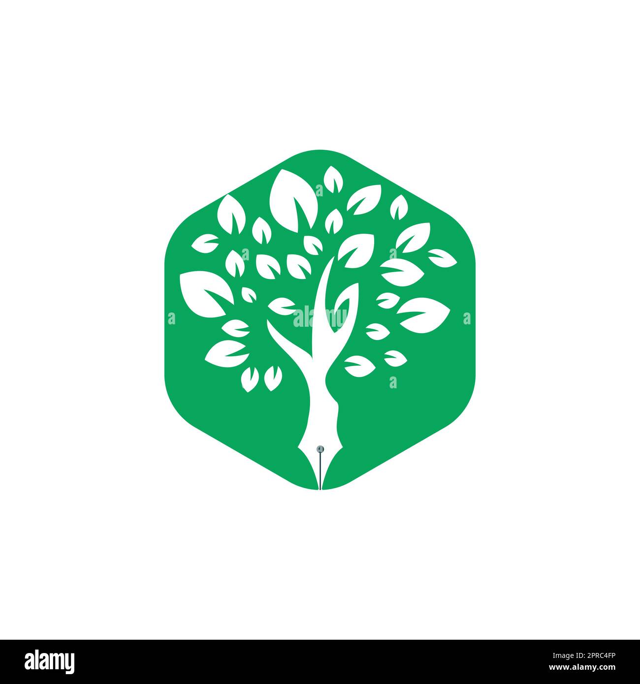 Tree pen vector logo design template. Writer and nature logo concept ...