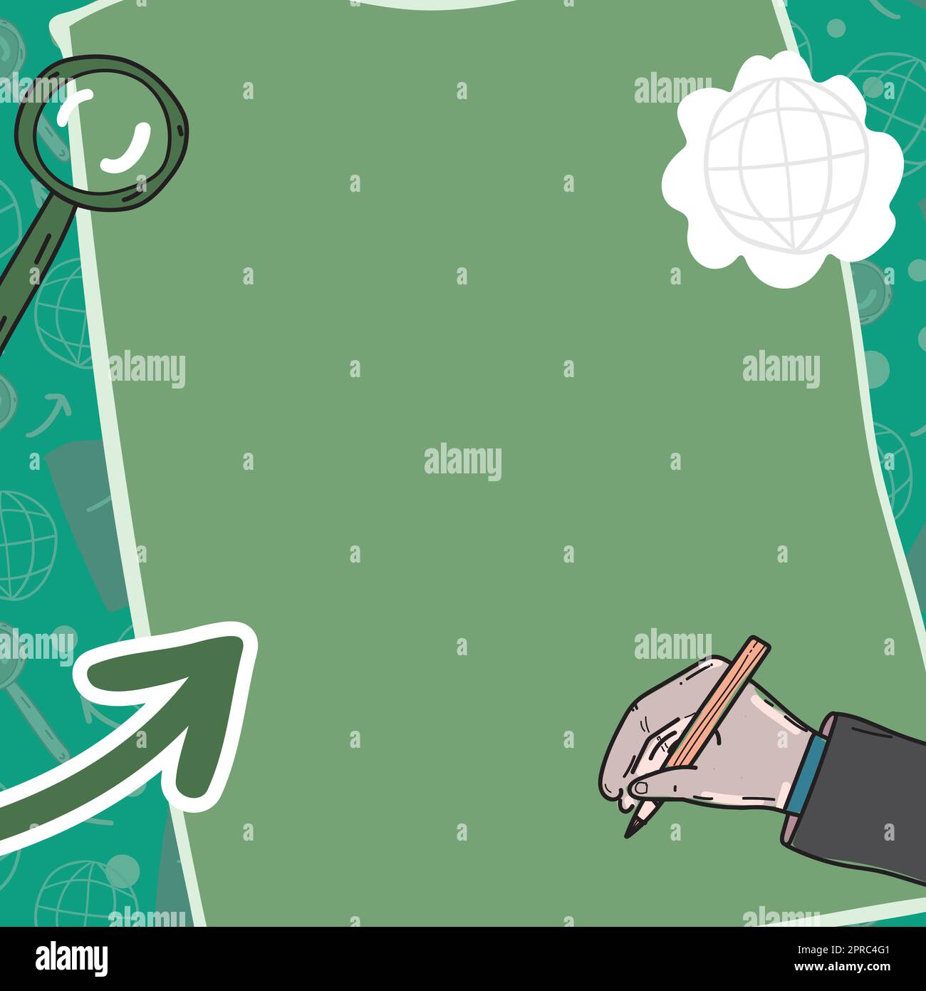 Handwriting On A Blank Sheet With Magnifying Lens, Upward Arrows And ...