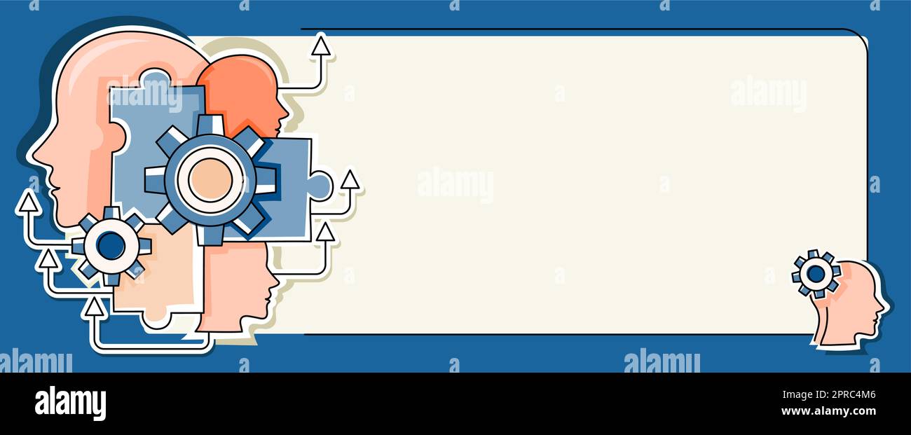 Multiple Heads With Cogs Showing Technology Ideas. Gears In Brain ...