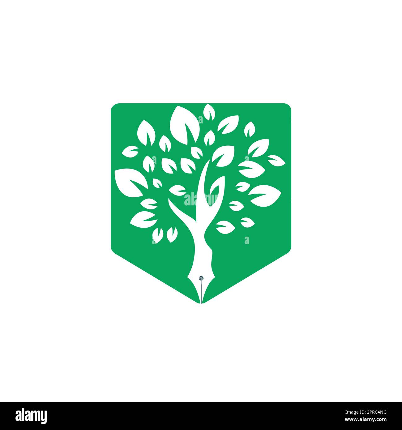 Tree pen vector logo design template. Writer and nature logo concept ...