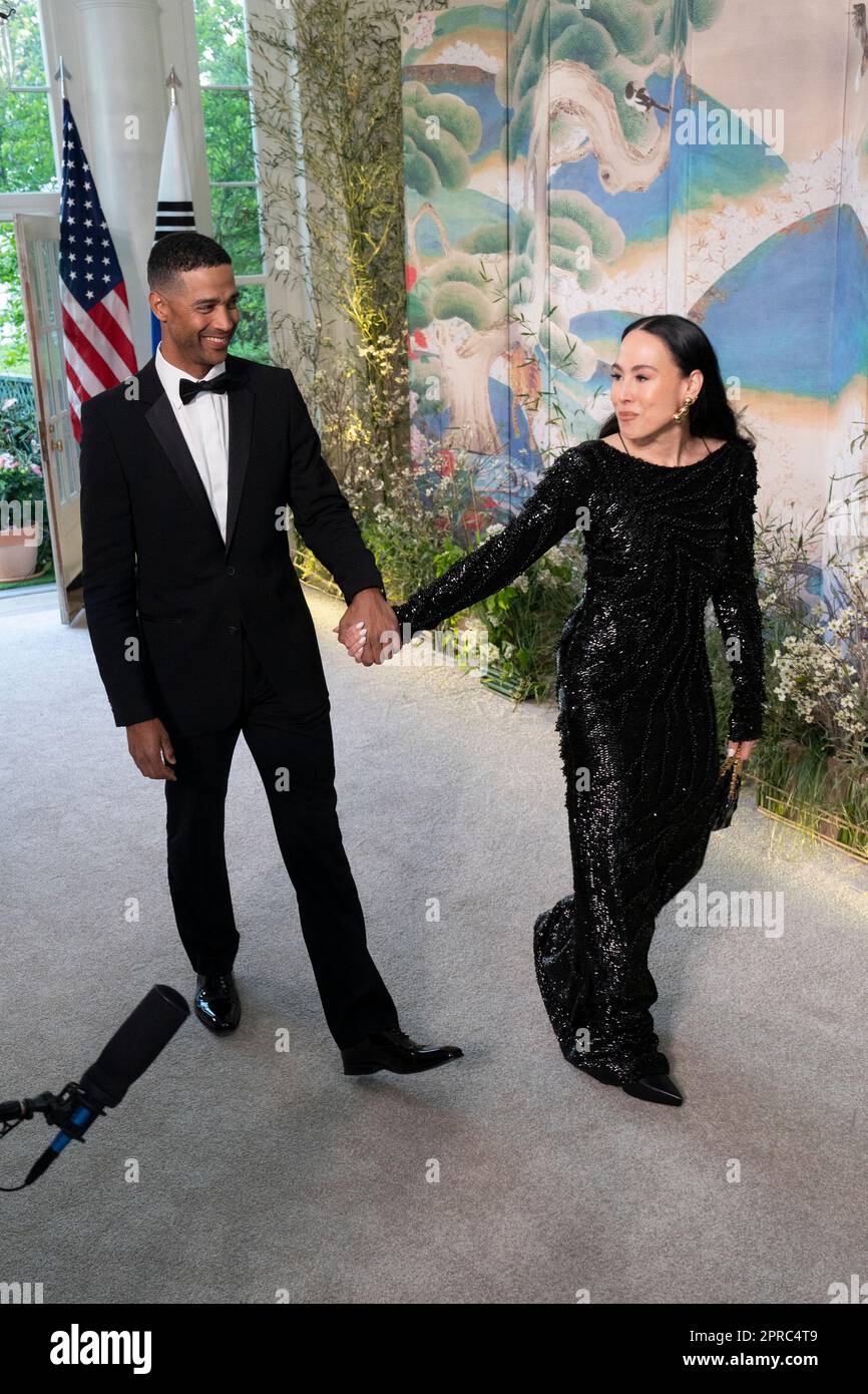 Meena Harris and Nikolas Ajagu arrive for a dinner hosted by United ...