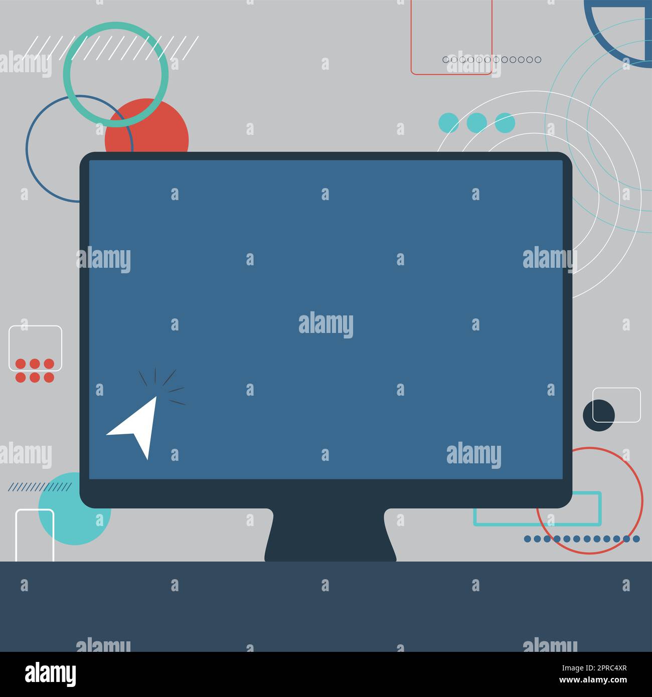 Illustration Of Cursor In A Big Blank Screen Monitor Searching For New ...
