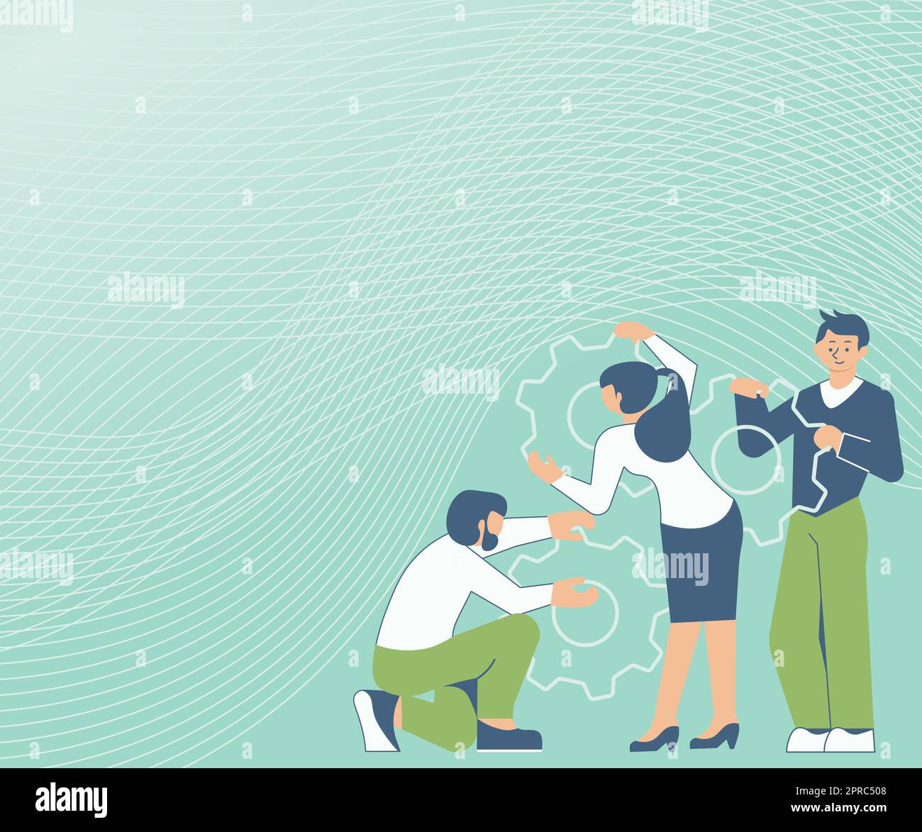 Illustration Of A Group Holding Spur Gear Helping Each For Their Work ...