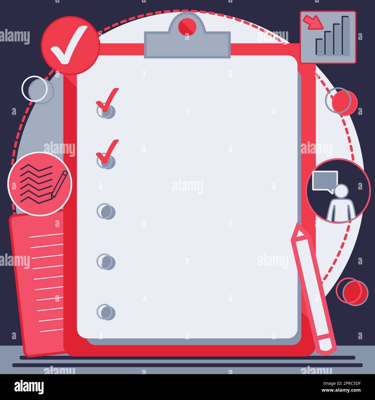 Clipboard Drawing With Checklist Marked Done Items On List. Board With ...