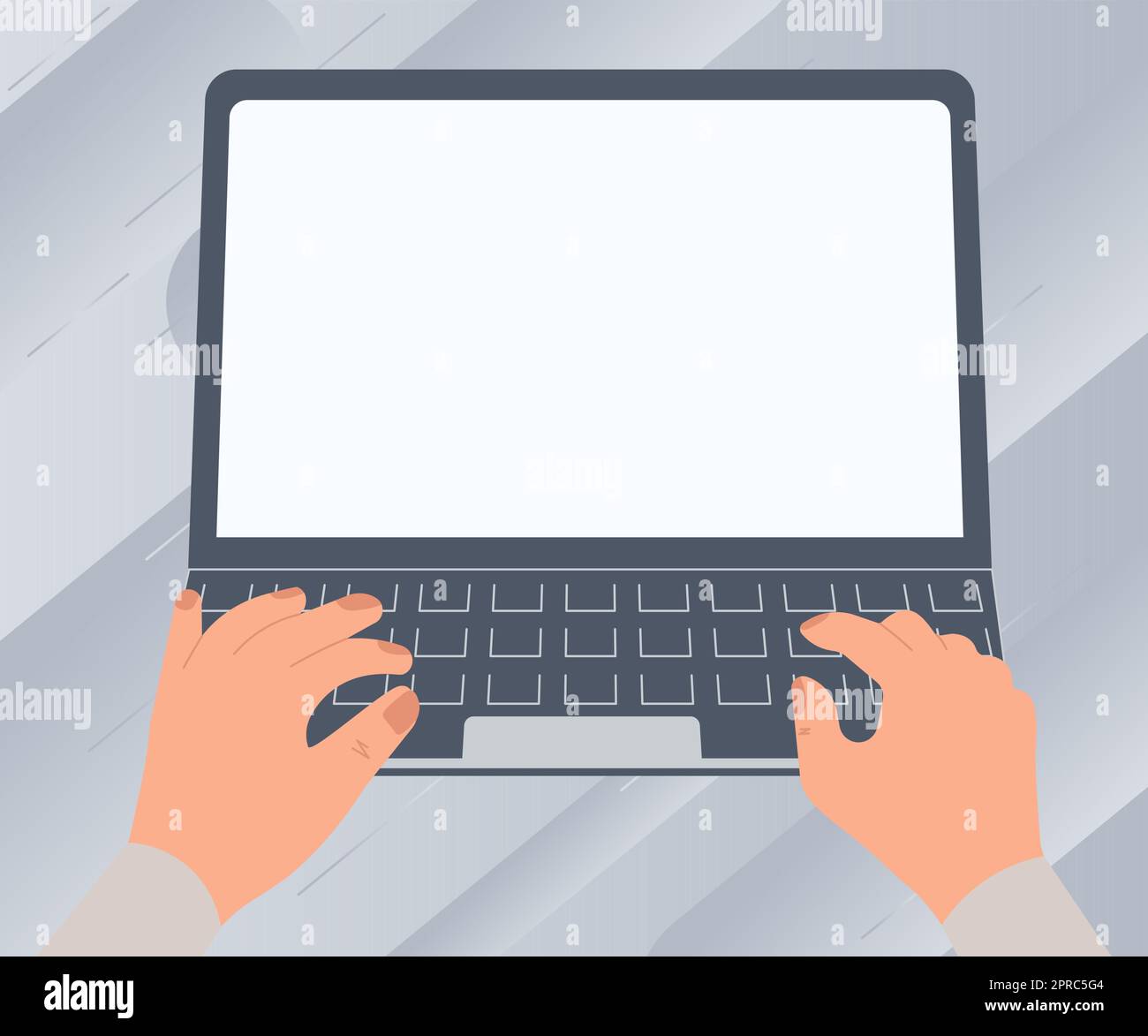 Illustration Of A Busy Hand Working On Laptop Searching For New ...