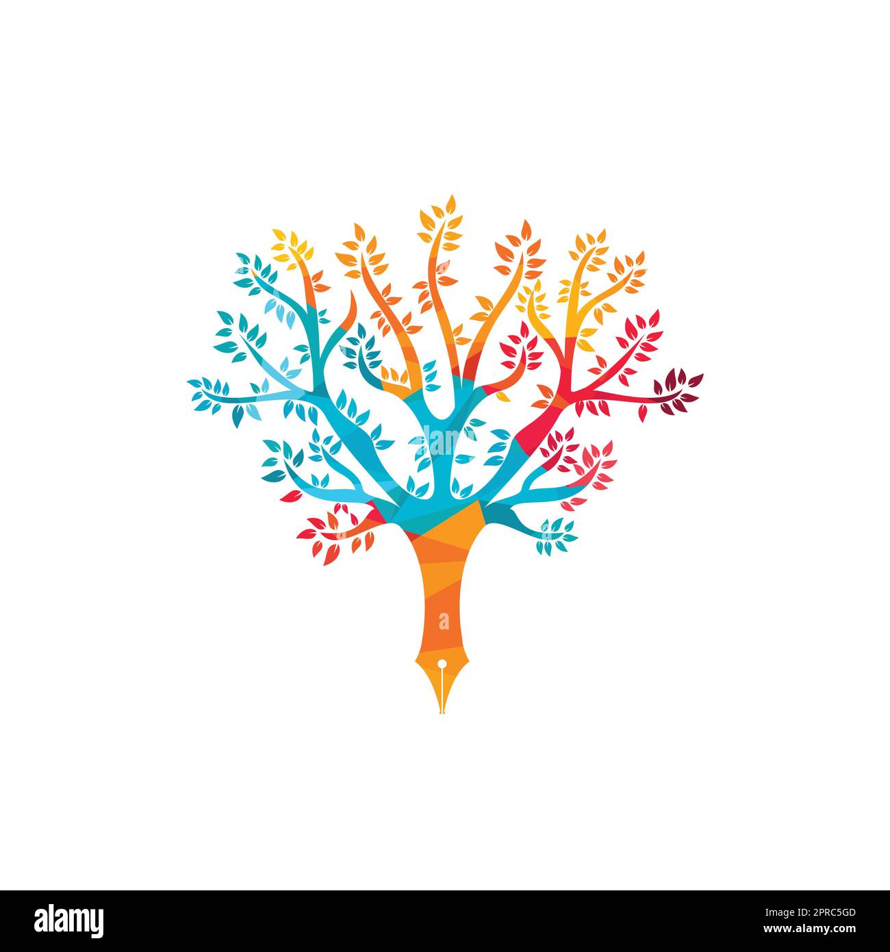 Tree pen vector logo design template. Writer and nature logo concept ...