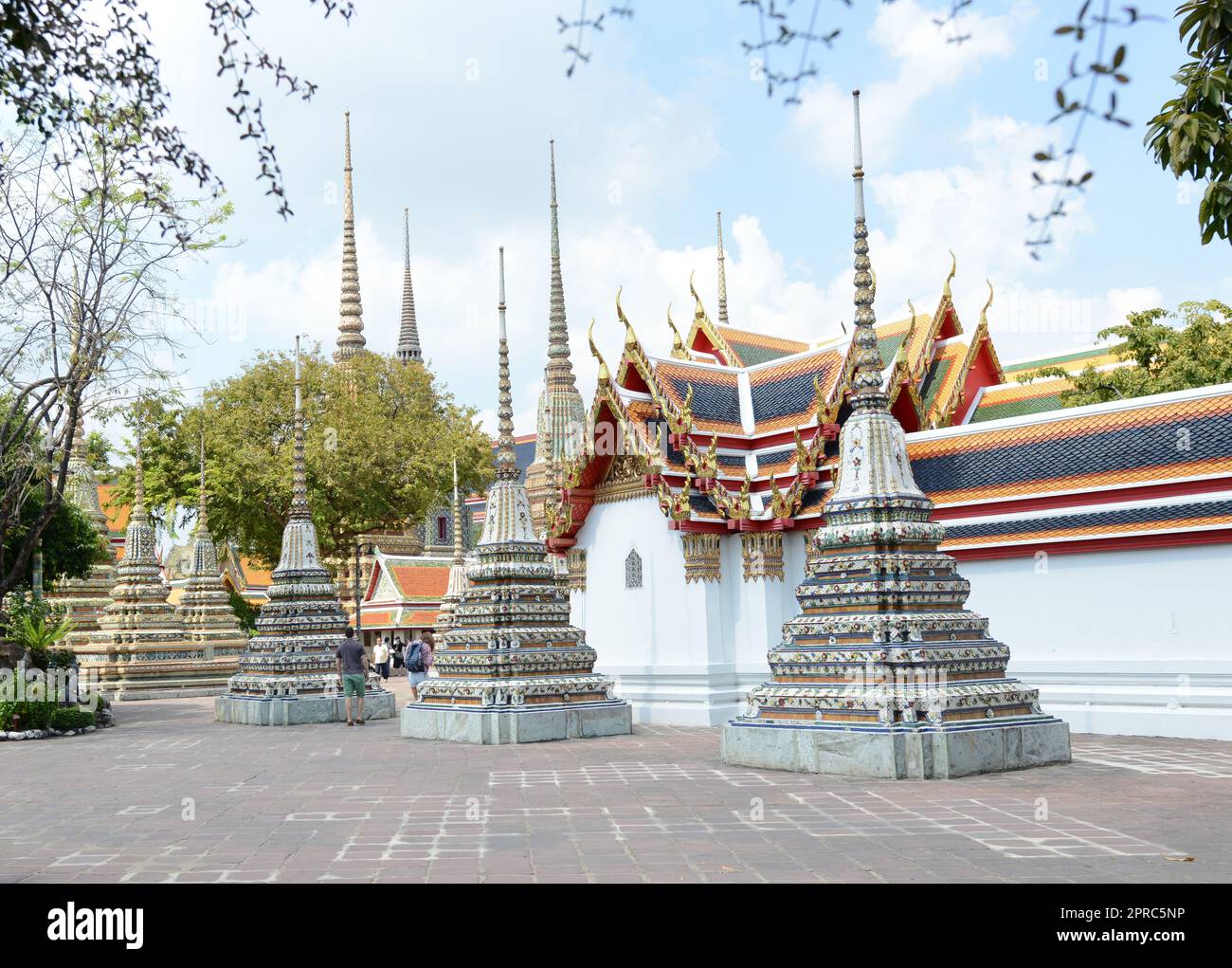 Beautiful pagodas at the Wat Pho compound in Bangkok, Thailand Stock ...