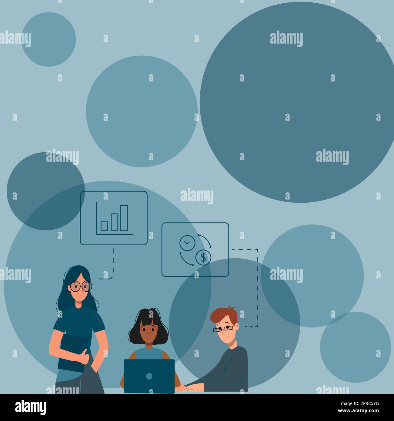 Three Collagues Illustration Practicing Hand Crafts Together. Students ...