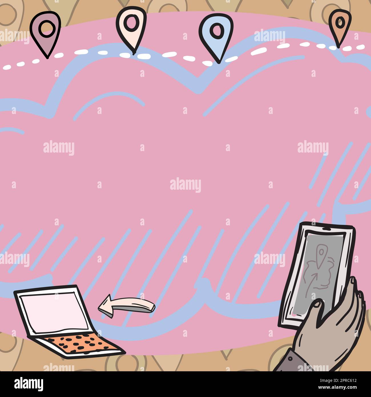 Hand Of Businesswoman Holding Smartphone Displaying Graphical Location ...