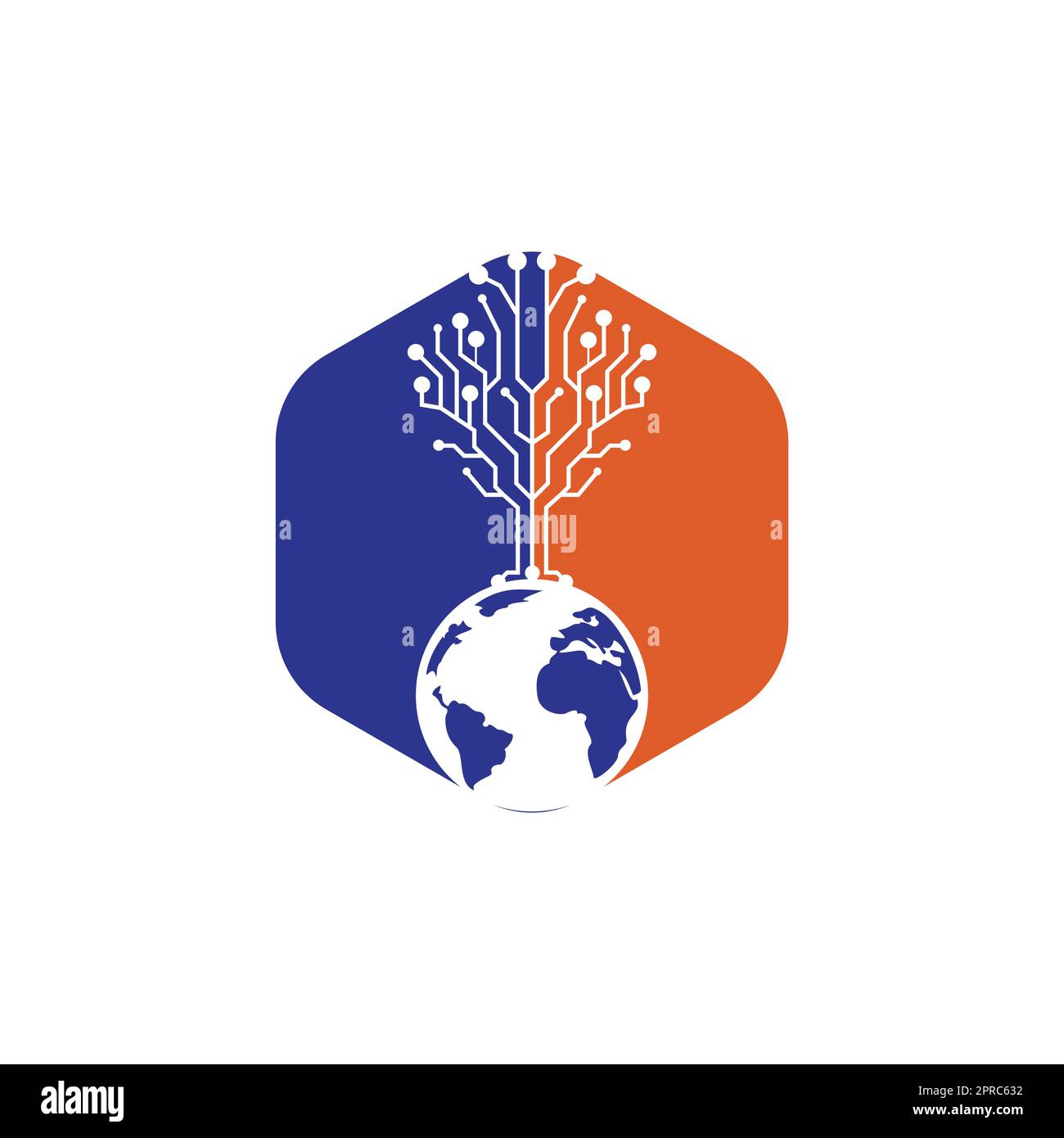 World tech vector logo design template. Globe and tech tree icon design ...